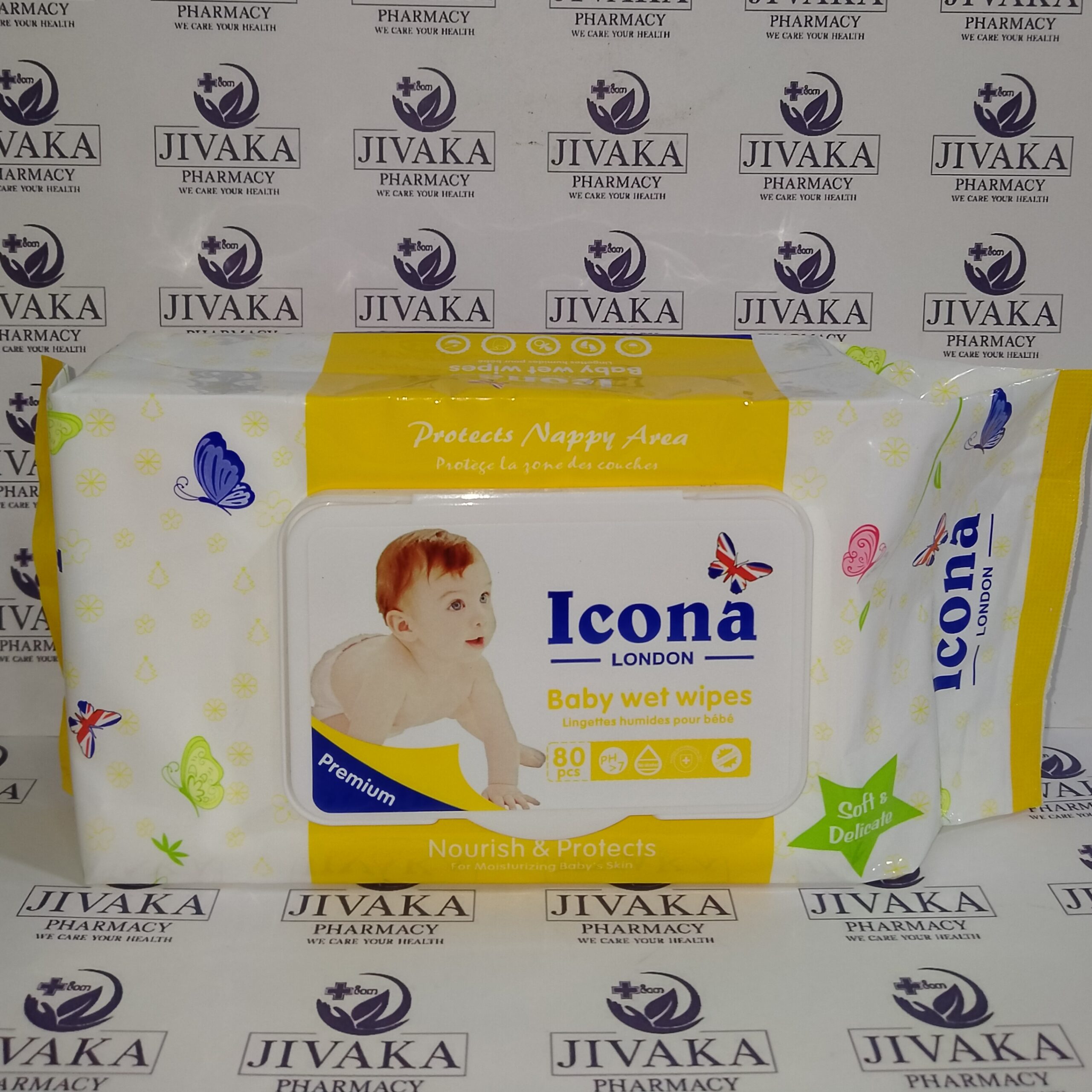 Icona London Wet Tissue ( Yellow ) ( 80pcs ) - Jivaka Pharmacy