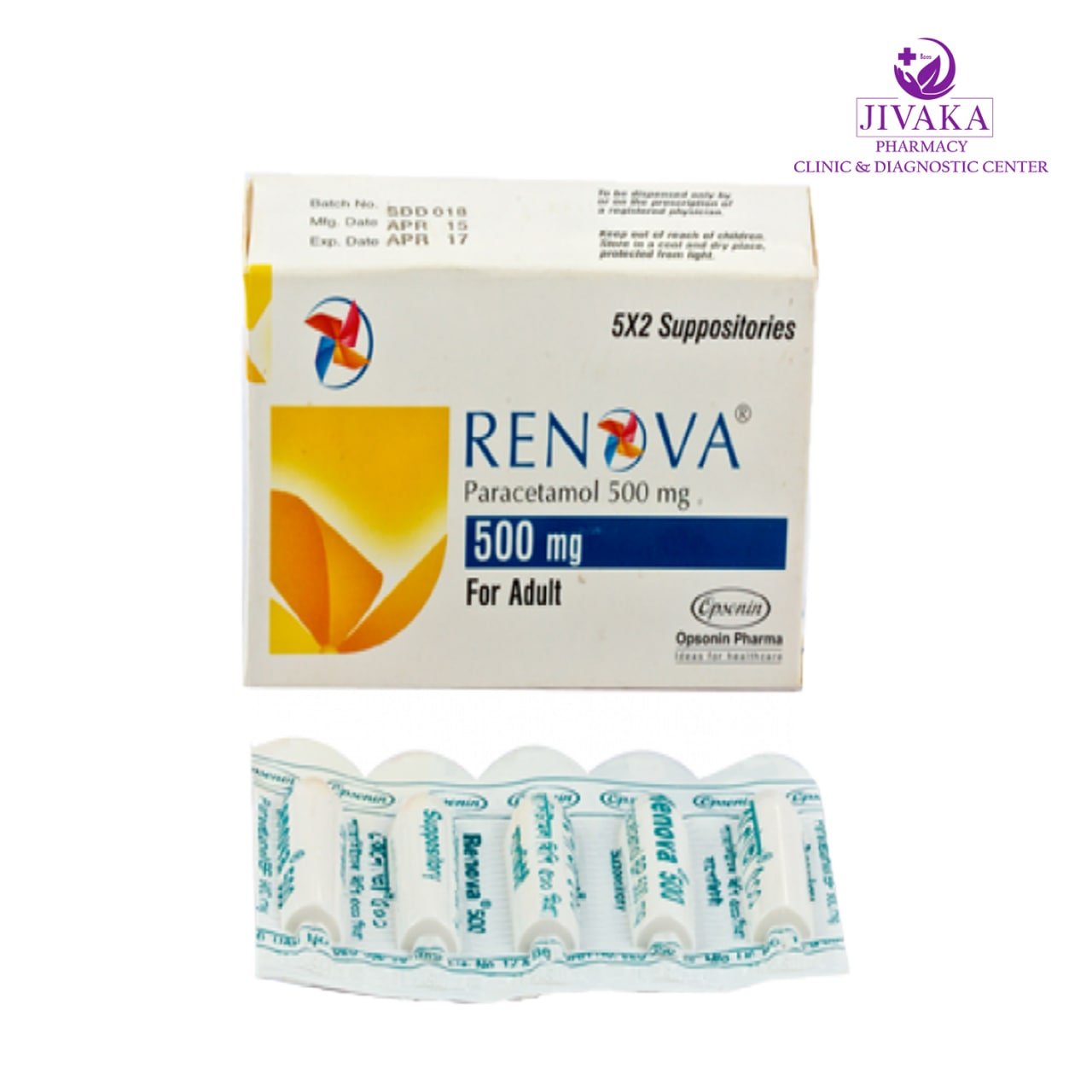 Renova 500 suppo (1box*10pcs) - Jivaka Pharmacy
